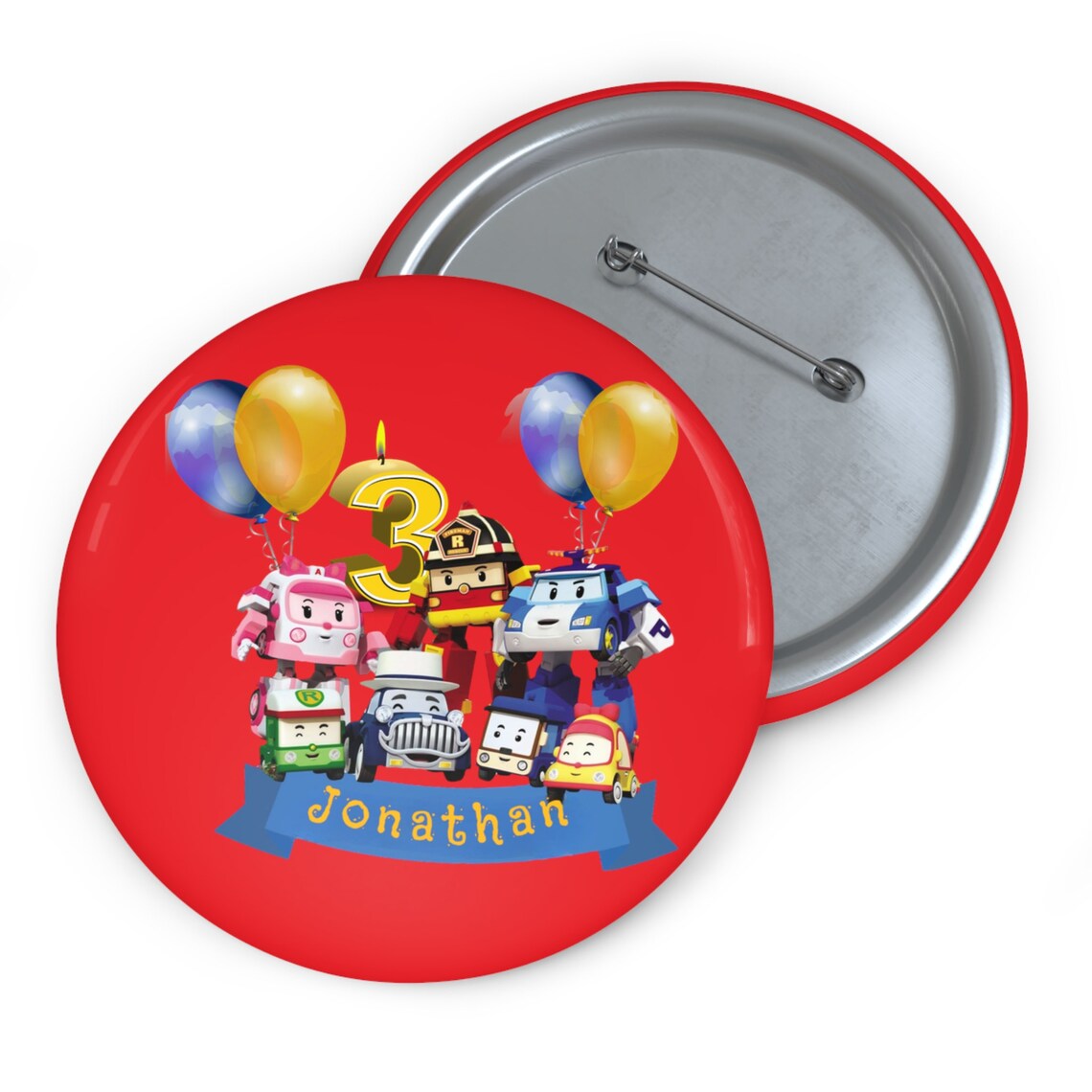 Custom Robocar Poli Birthday Pin | Personalized Party Favor - Etsy