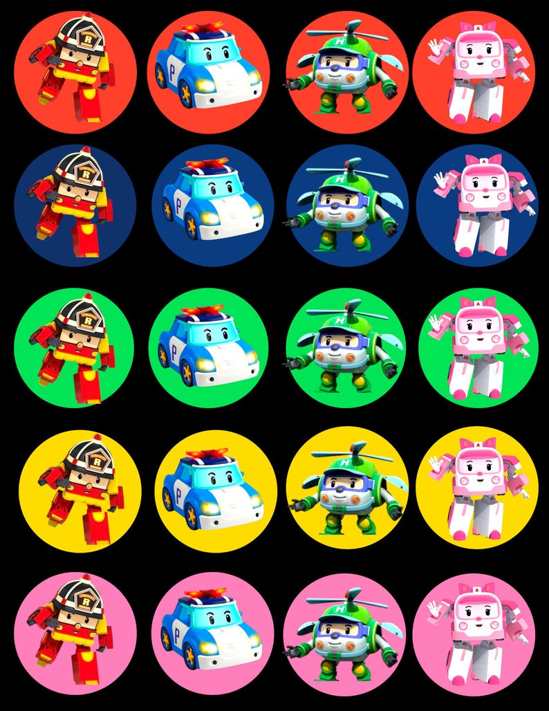 Robocar Poli Cupcake Toppers | Kids Robocar Poli Party Decorations ...