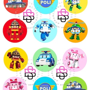 Robocar Poli Cupcake Toppers: Custom Party Decorations (digital File ...