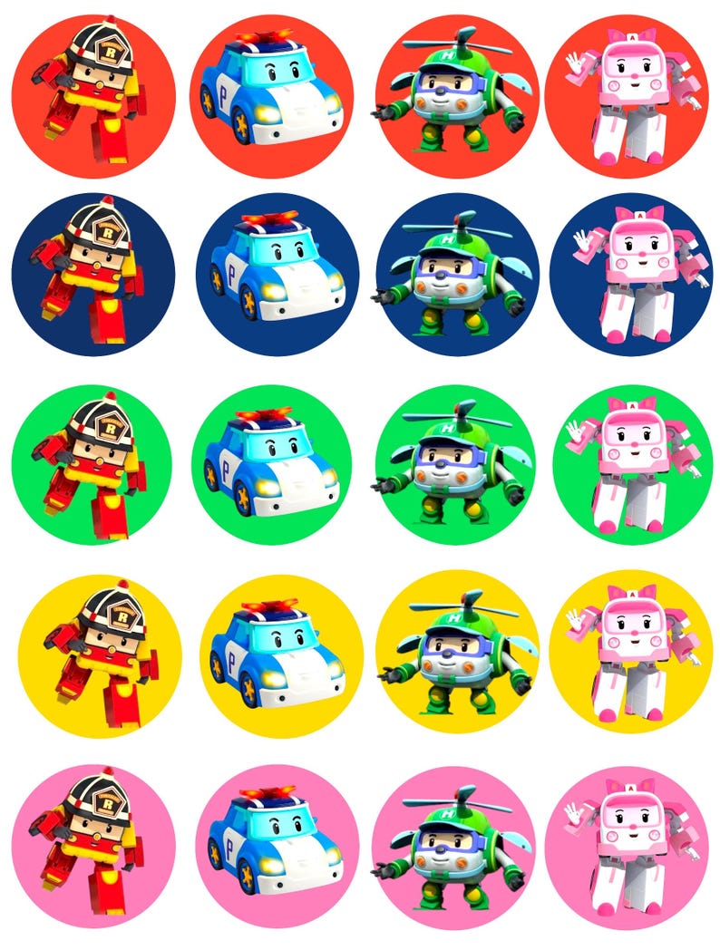 Robocar Poli Cupcake Toppers | Kids Robocar Poli Party Decorations ...