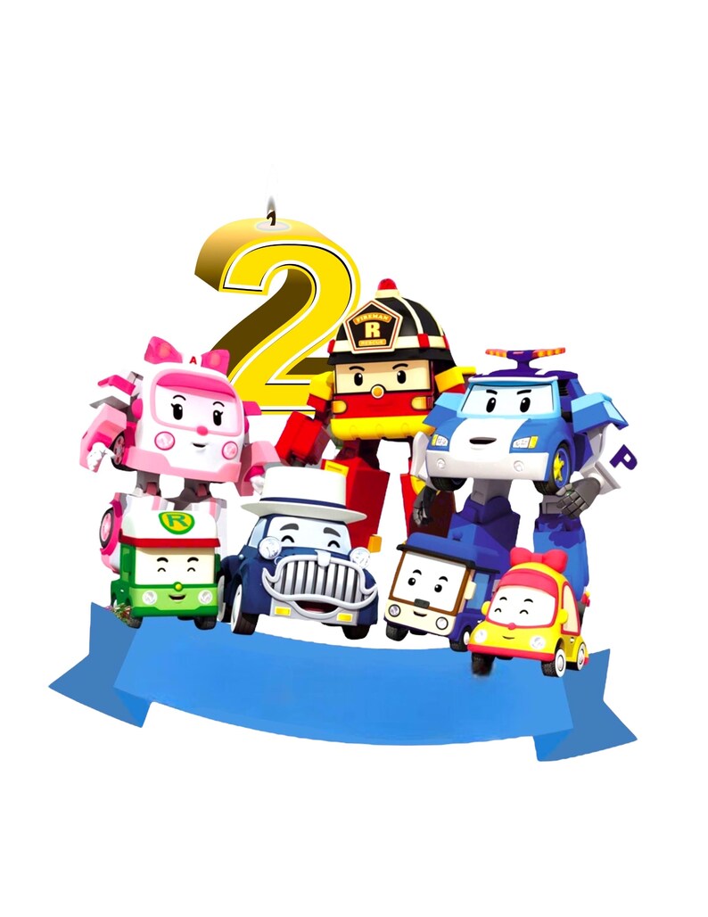 Personalized Kids Robocar Poli Birthday Cake Topper, Custom Robocar ...