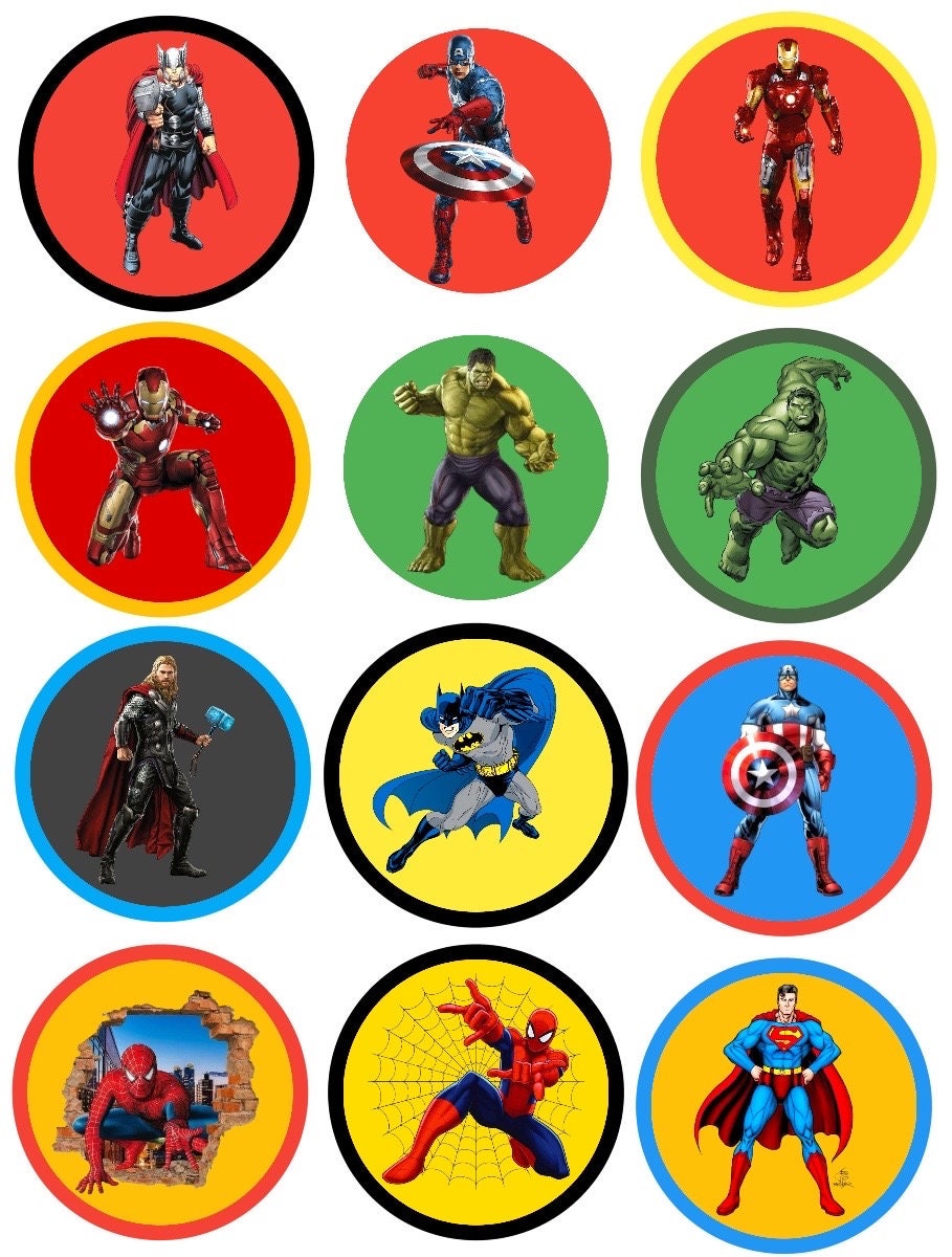 Custom Superhero Cupcake Toppers: Kids Party Decorations (digital) - Etsy