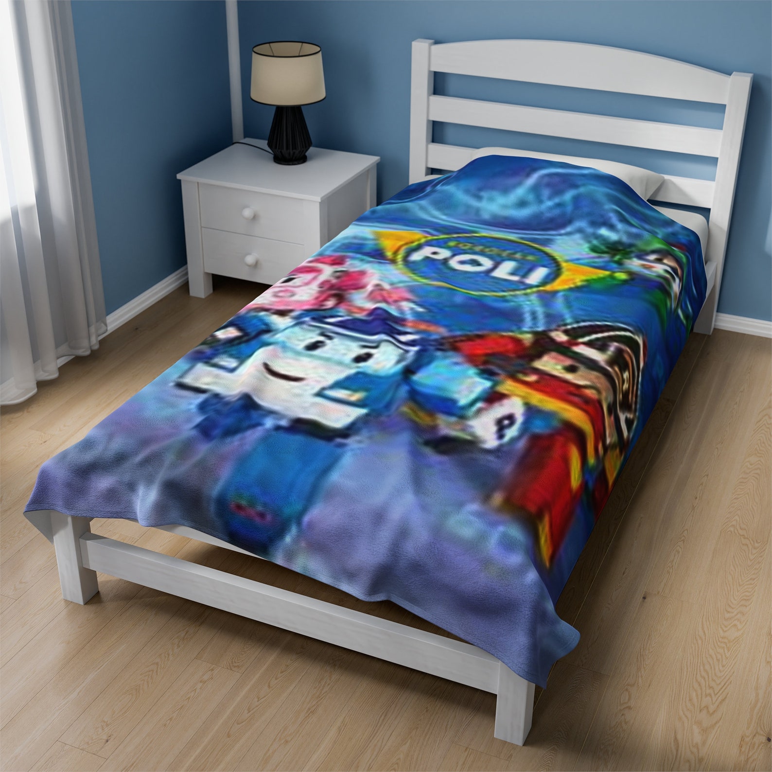 Robocar Poli Plush Blanket, Velveteen Plus Throw, Kids Cartoon Graphic ...