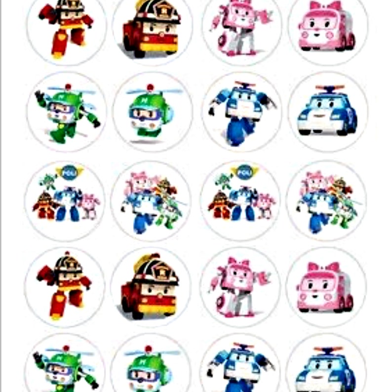 Kids Cupcake Toppers SVG Robocar Poli Cupcake Toppers Robocar Poli ...