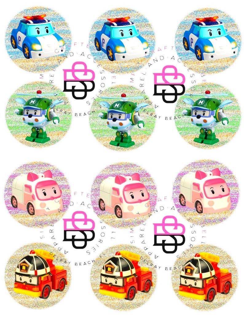 Custom Robocar Poli Cupcake Topper Template Robocar Poli SVG Robocar ...