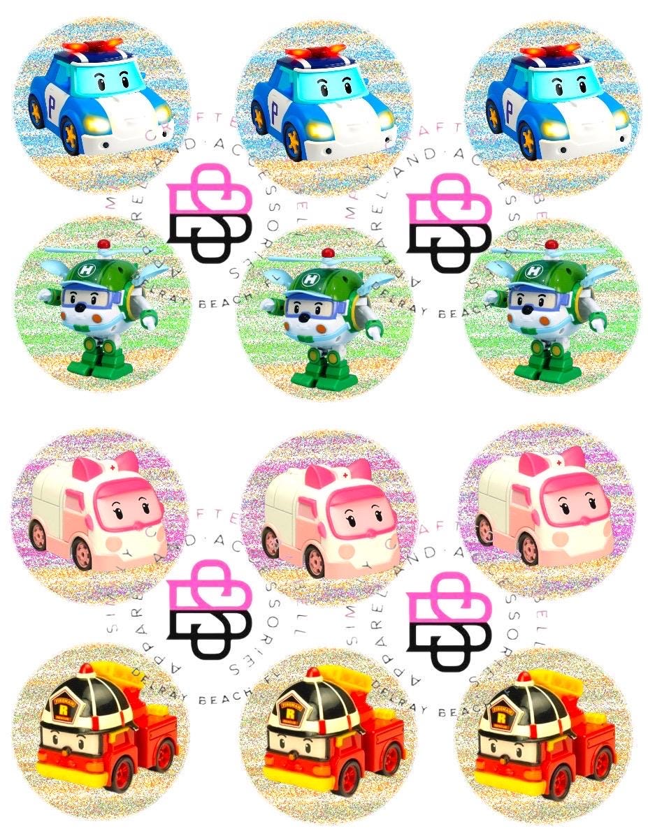 Custom Robocar Poli Cupcake Topper Template Robocar Poli SVG Robocar ...
