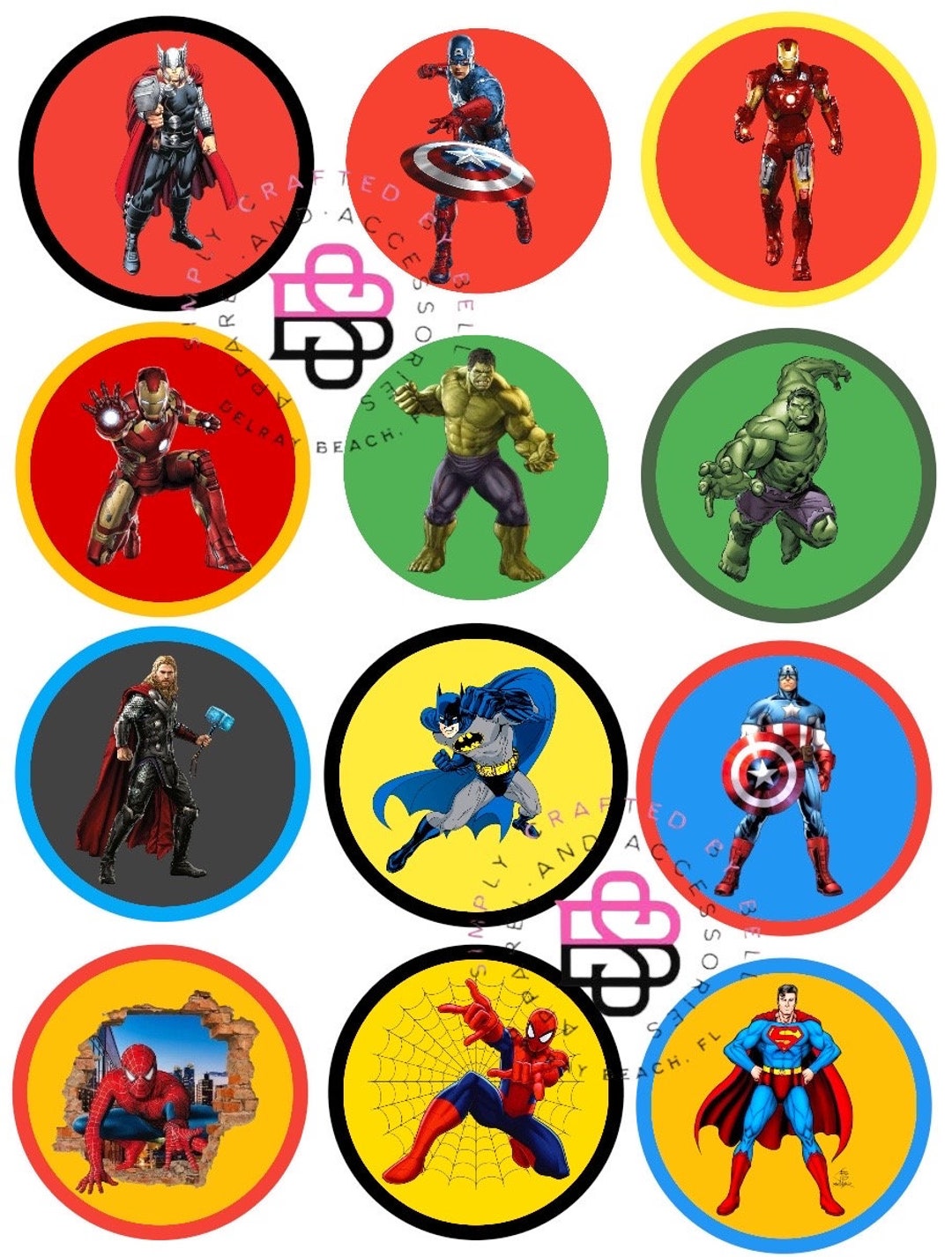 Custom Superhero Cupcake Toppers: Kids Party Decorations (digital) - Etsy