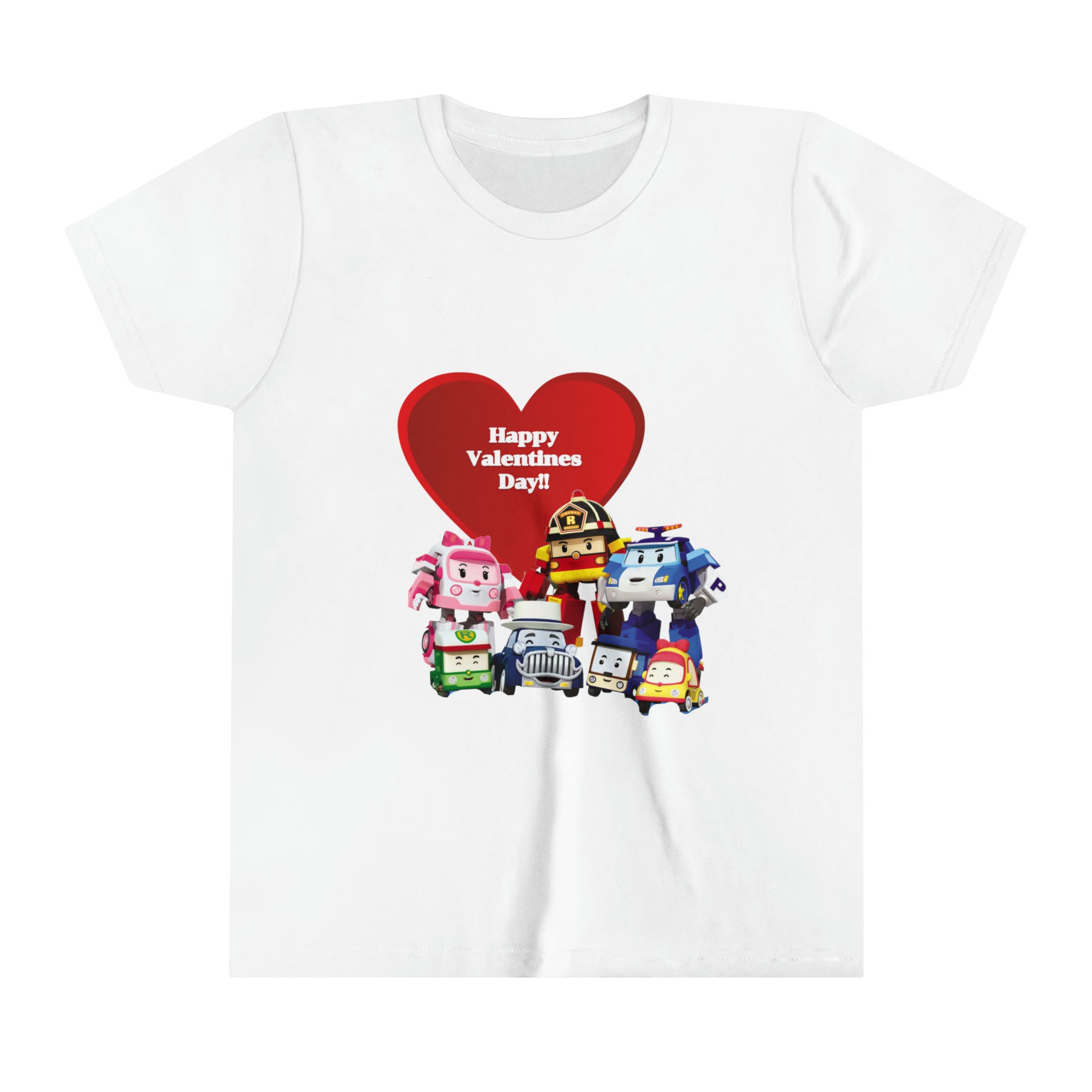 Robocar Poli Valentine's Day T-shirt: Cartoon Graphics Kids Tee - Etsy