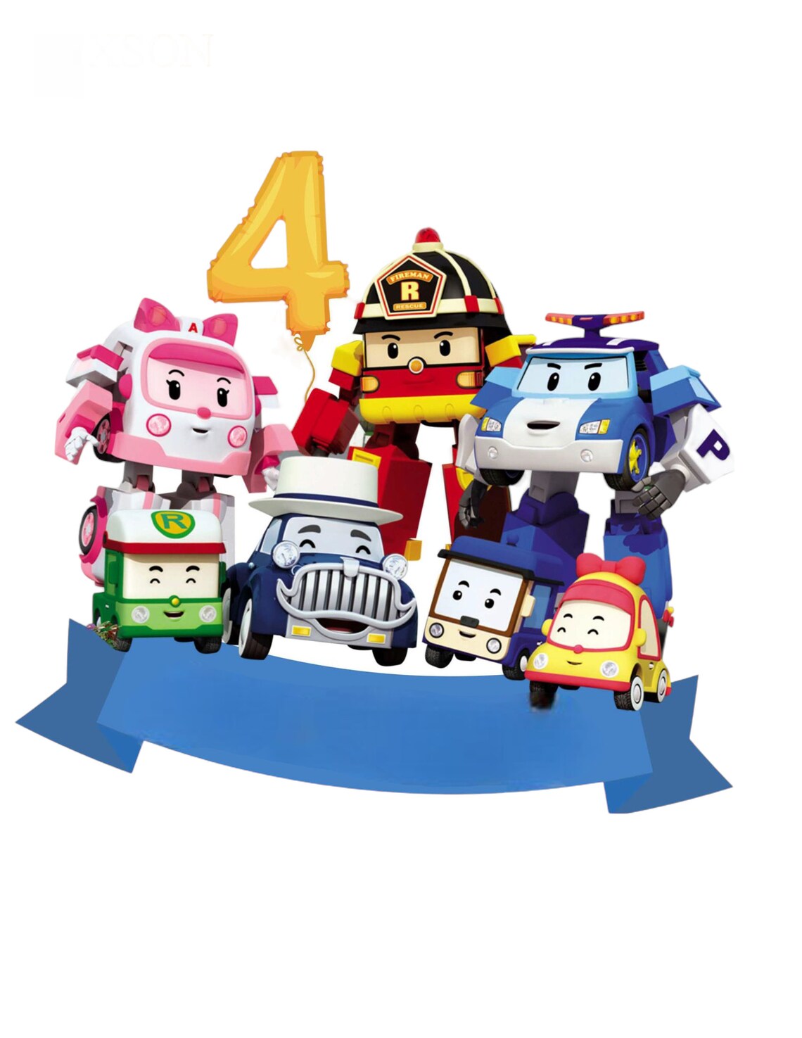 Personalized Kids Robocar Poli Birthday Cake Topper Custom Robocar Poli ...