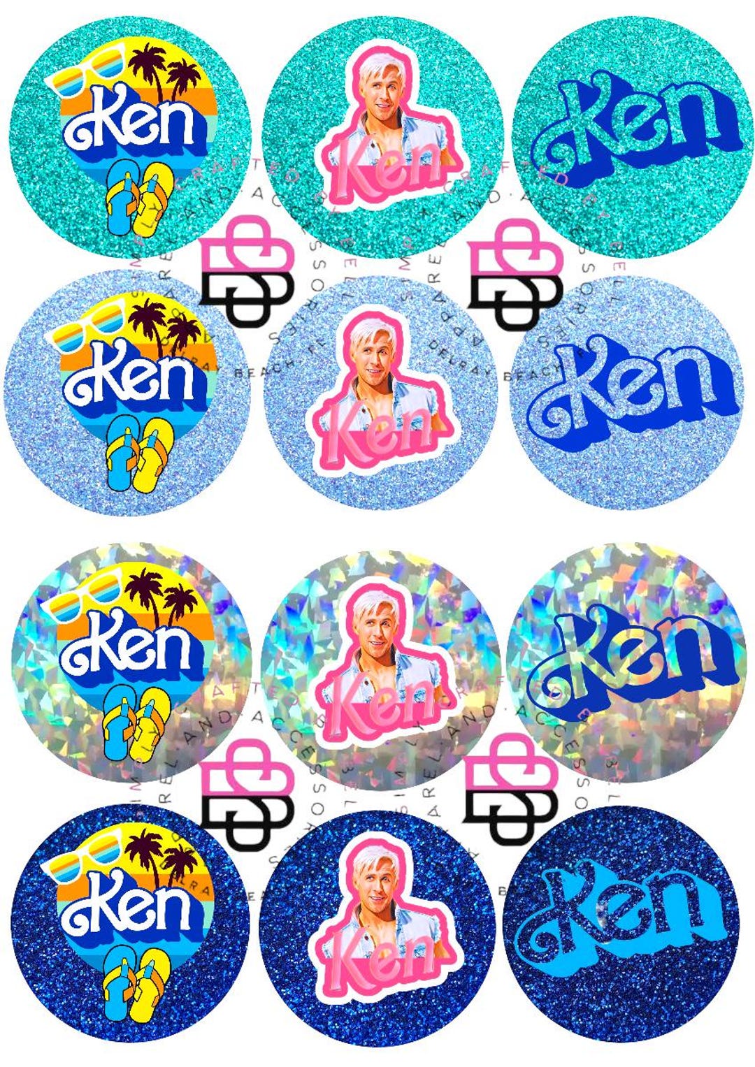Barbie and Ken Cupcake Toppers Custom Ken Cupcake Toppers Ken Cookie ...