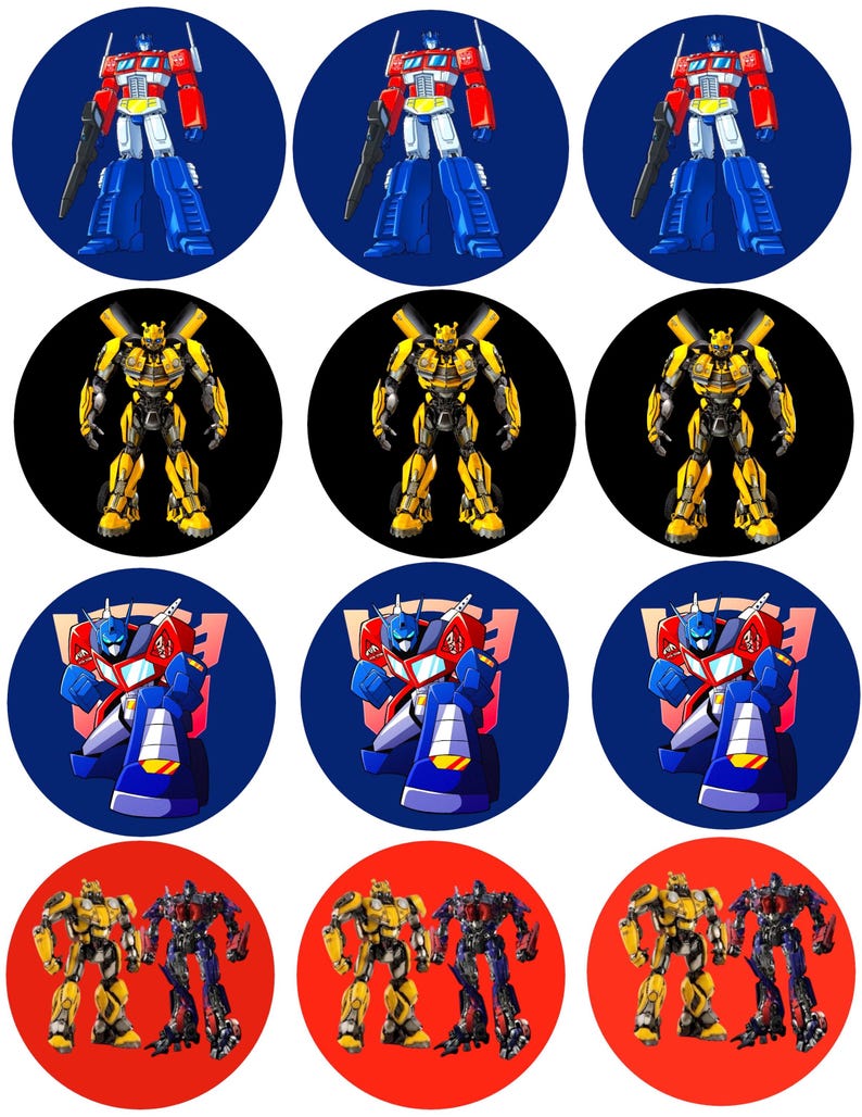 Superhero Rescue Bots Cupcake Toppers, Transforming Robot Digital ...
