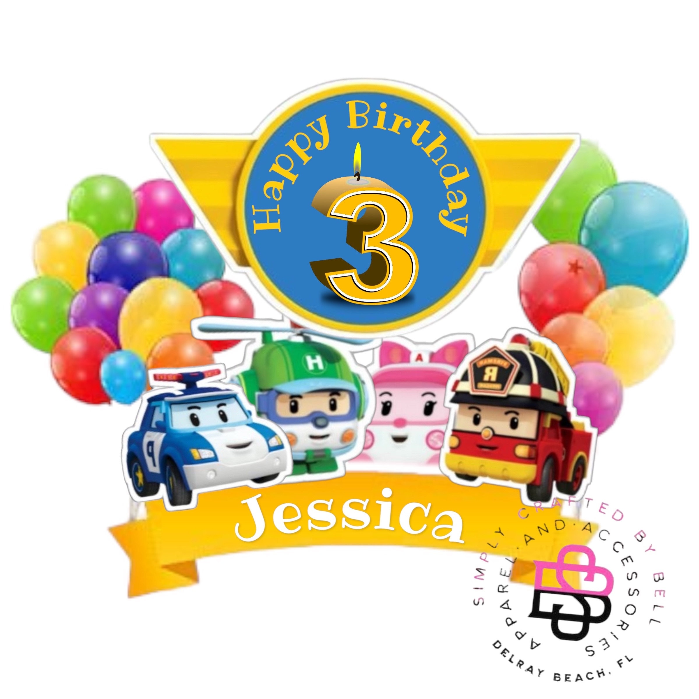 Robocar Poli Cake Topper, Personalized Kids Cake Topper, Digital Cake ...