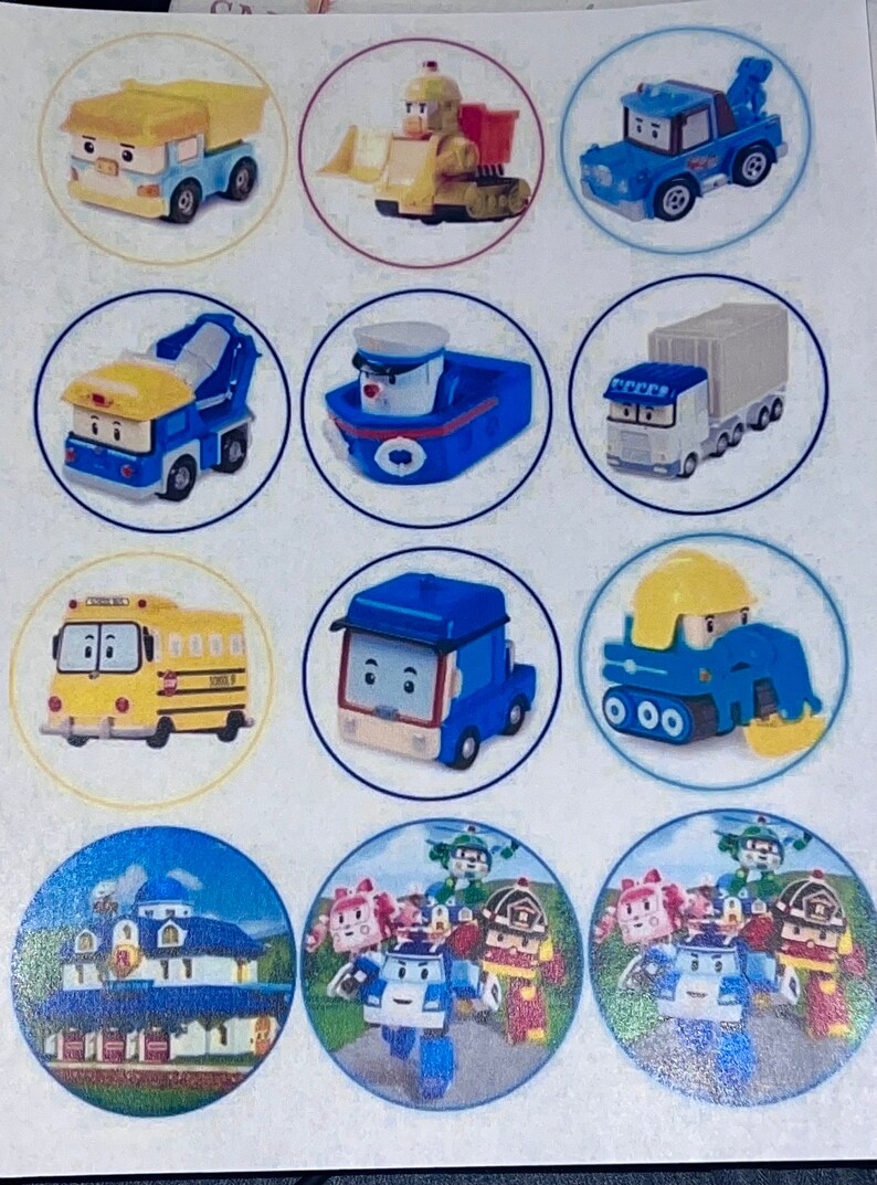 Robocar Poli Cupcake Toppers, Robocar Poli Cookie Topper, Kids Cupcake ...