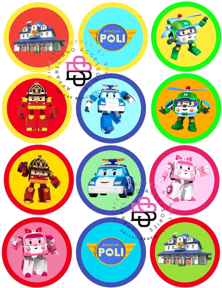 Robocar Poli Cupcake Toppers | Kids Robocar Poli Party Decorations ...