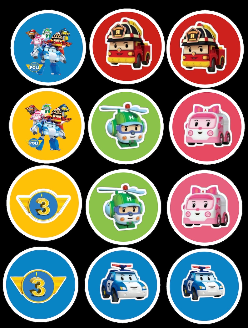 Custom Robocar Poli Cup Cake Topper Personalized Robocar Poli Wing and ...