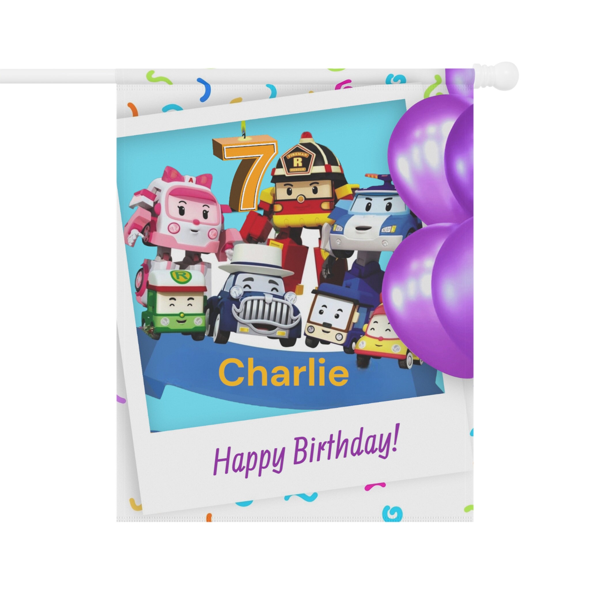 Personalized Robocar Poli Birthday Flag | Custom Robocar Poli Kids ...