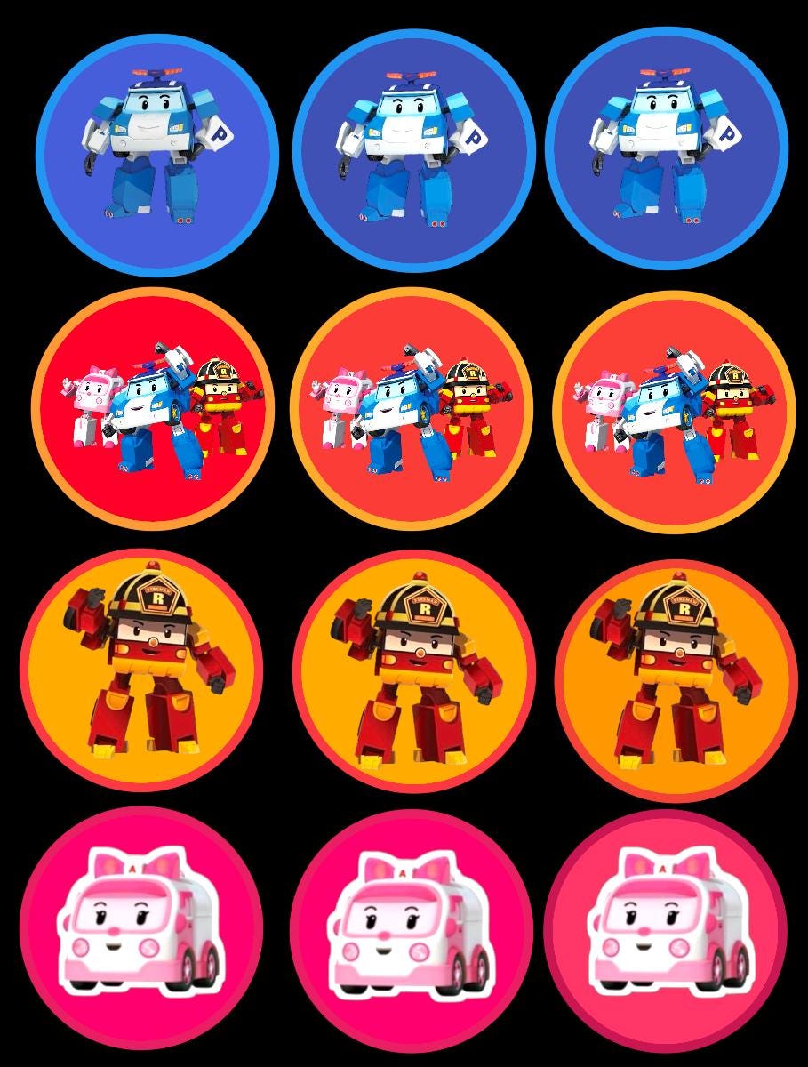 Robocar Poli Cupcake Topper | Custom Robocar Poli Cookie Toppers ...