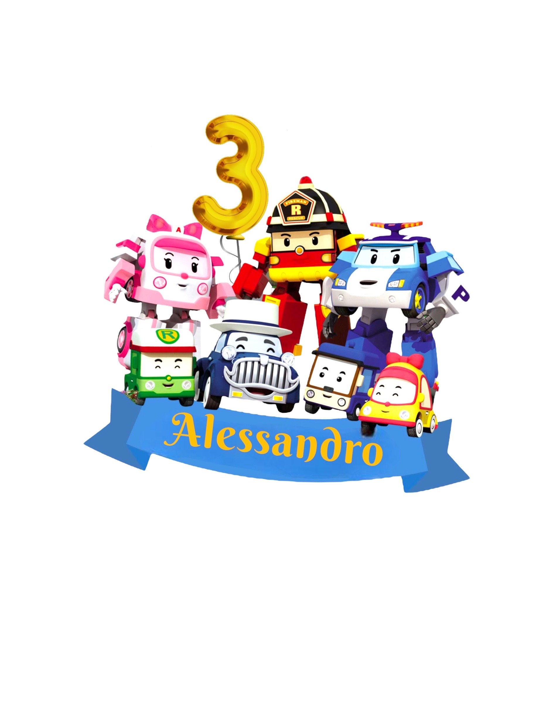Personalized Kids Robocar Poli Birthday Cake Topper Custom Robocar Poli ...