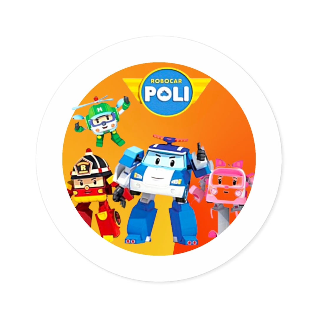Robocar Poli Viynl Sticker Decal, Kids Sticker Decal, Kids Round Vynil ...