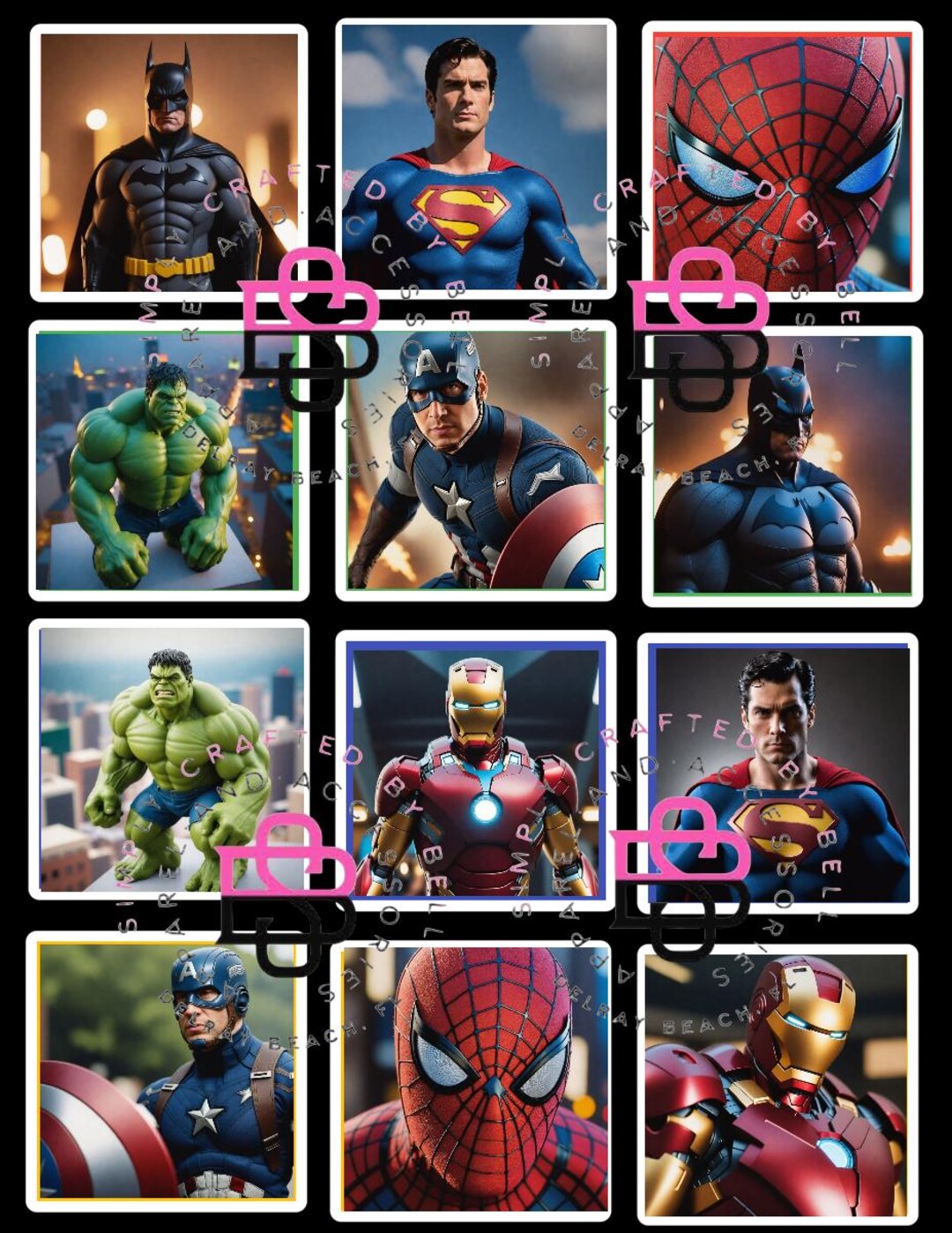 Kids Square Superhero Topper L Super Hero Cupcake Topper, Superhero ...