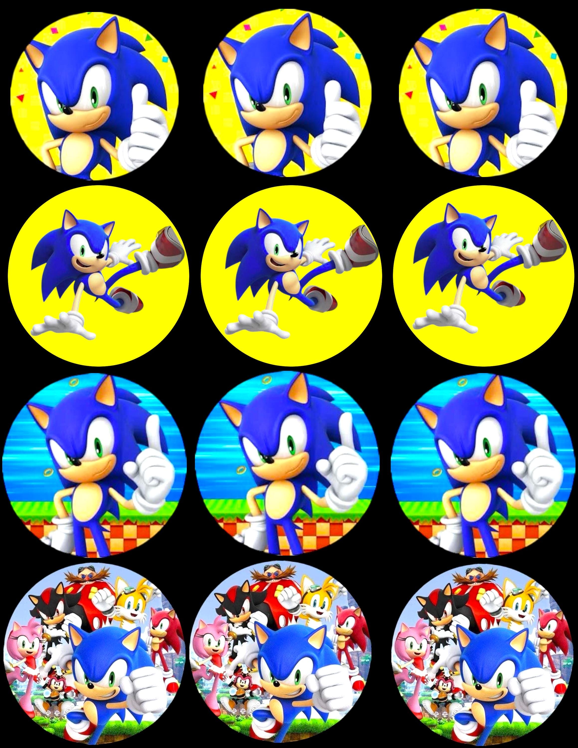 Sonic Cupcake Toppers, Sonic Cookie Toppers, Sonic Stickers SVG, Party ...