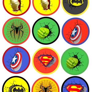 Superhero Cupcake Toppers, Kids Cupcake Toppers, Superhero Cookie ...
