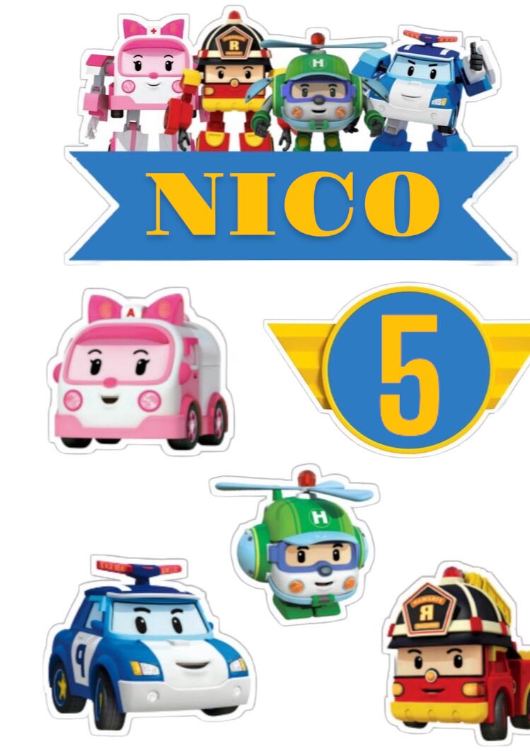 Personalized Robocar Poli Cake Topper: Custom Birthday Party Decor ...