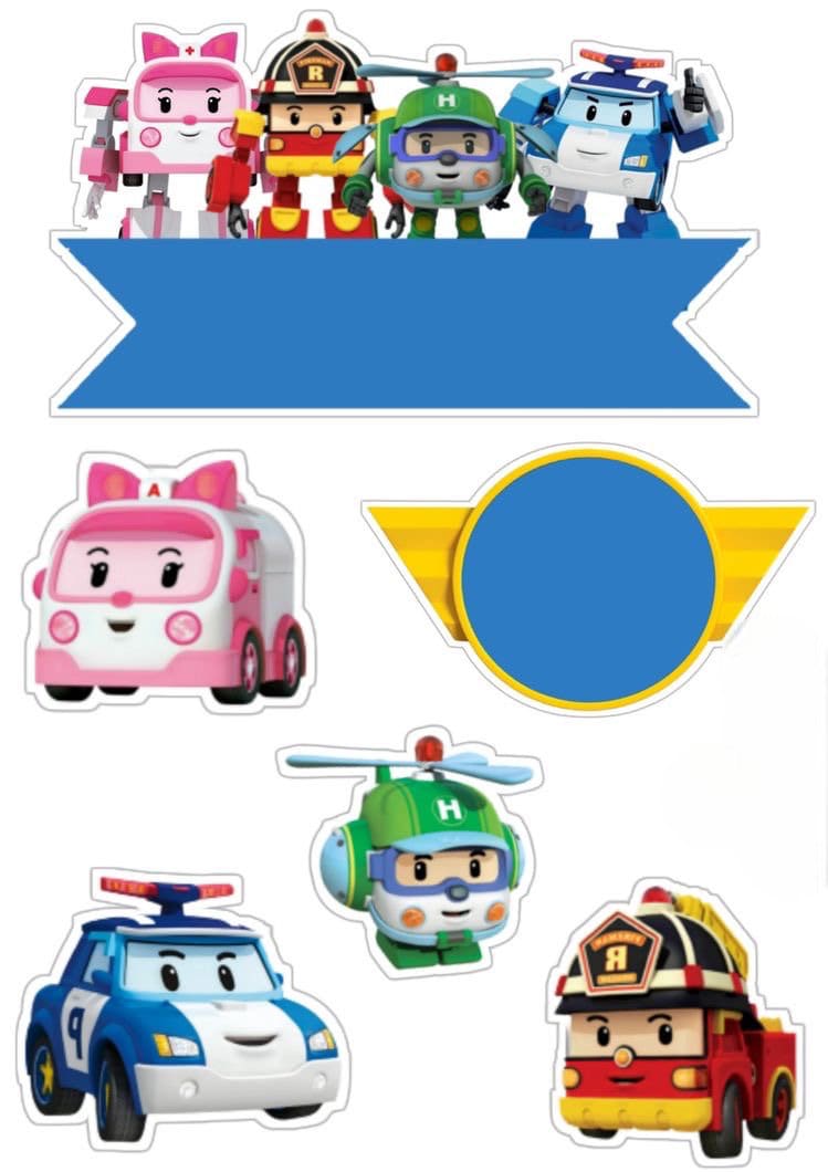 Digital Kids Cake Topper I Kid Cupcake Topper Robocar Poli Cake Topper ...