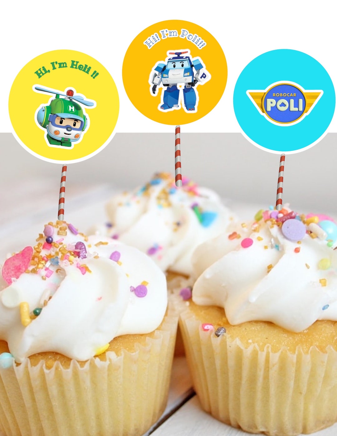 Custom Robocar Poli Cupcake Topper Robocar Poli Cookie Topper Robocar ...