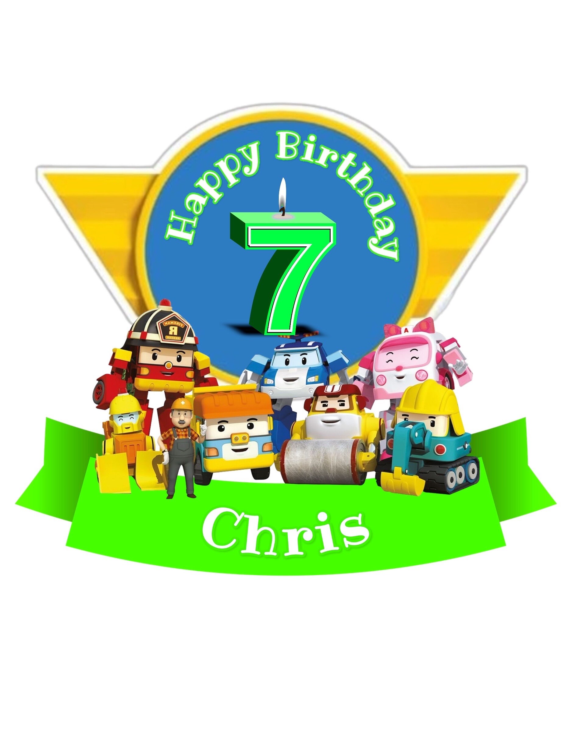 Personalized Robocar Poli Birthday Cake Topper (digital Download) - Etsy