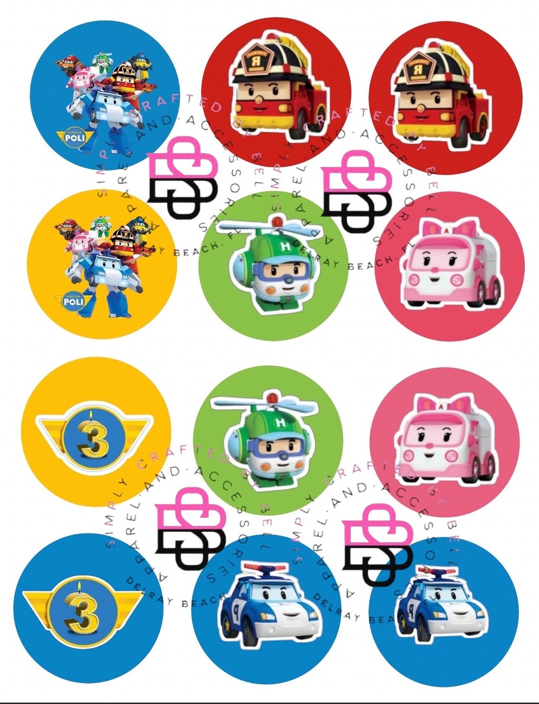Custom Robocar Poli Cup Cake Topper Personalized Robocar Poli Wing and ...