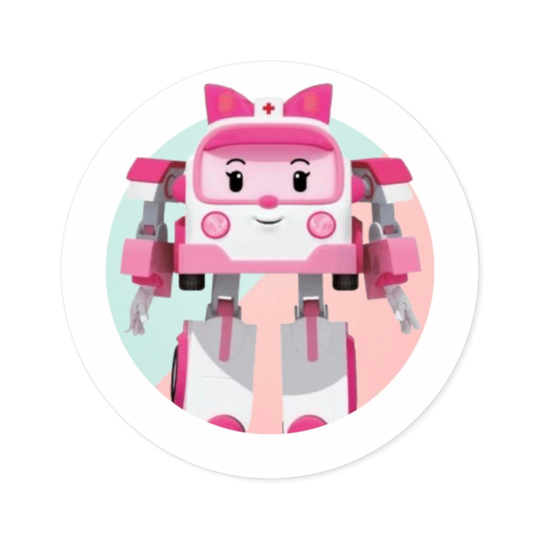 Round Robocar Poli Sticker | Kids Cartoon Character Sticker | Robocar ...