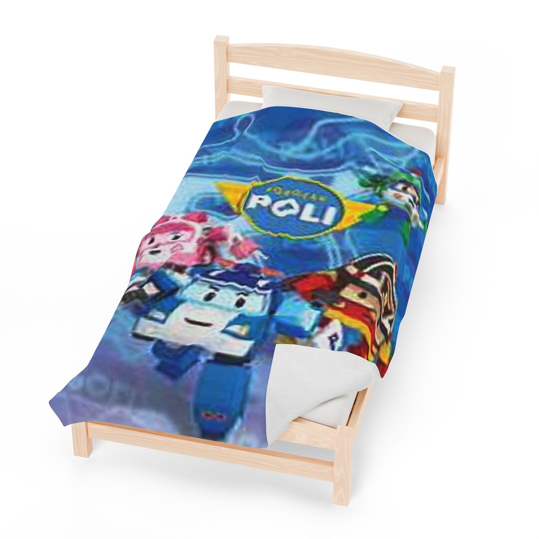 Robocar Poli Plush Blanket, Velveteen Plus Throw, Kids Cartoon Graphic ...
