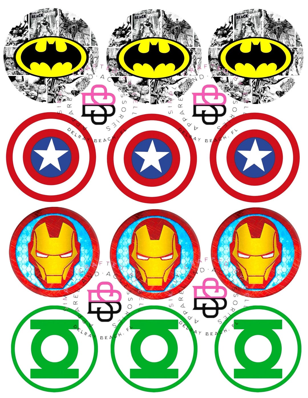 Superhero Cupcake Topper, Superheroes Cookie Topper, Individual ...