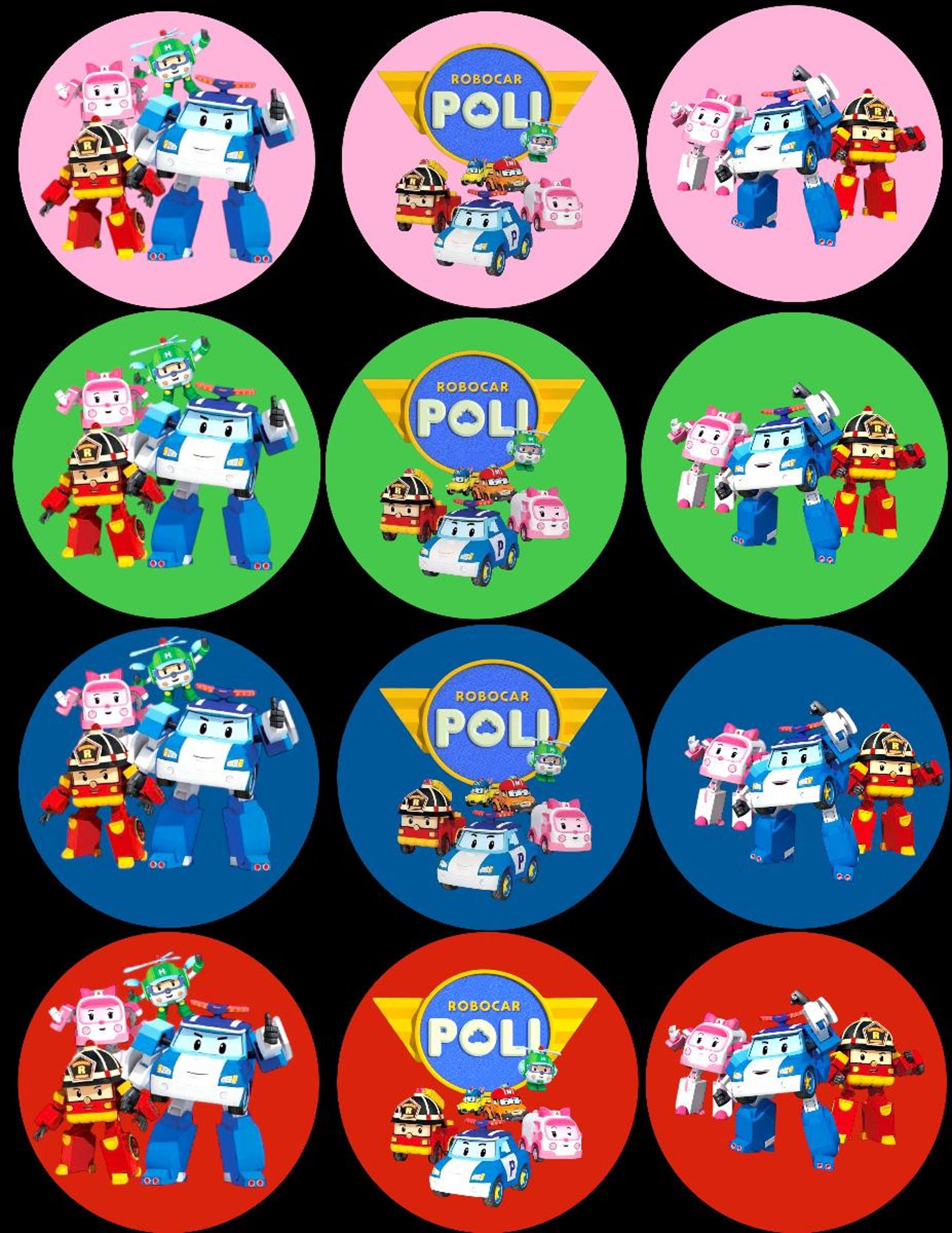 Robocar Poli Cupcake Topper, Robocar Poli Cookie Topper, Roboccar Poli ...