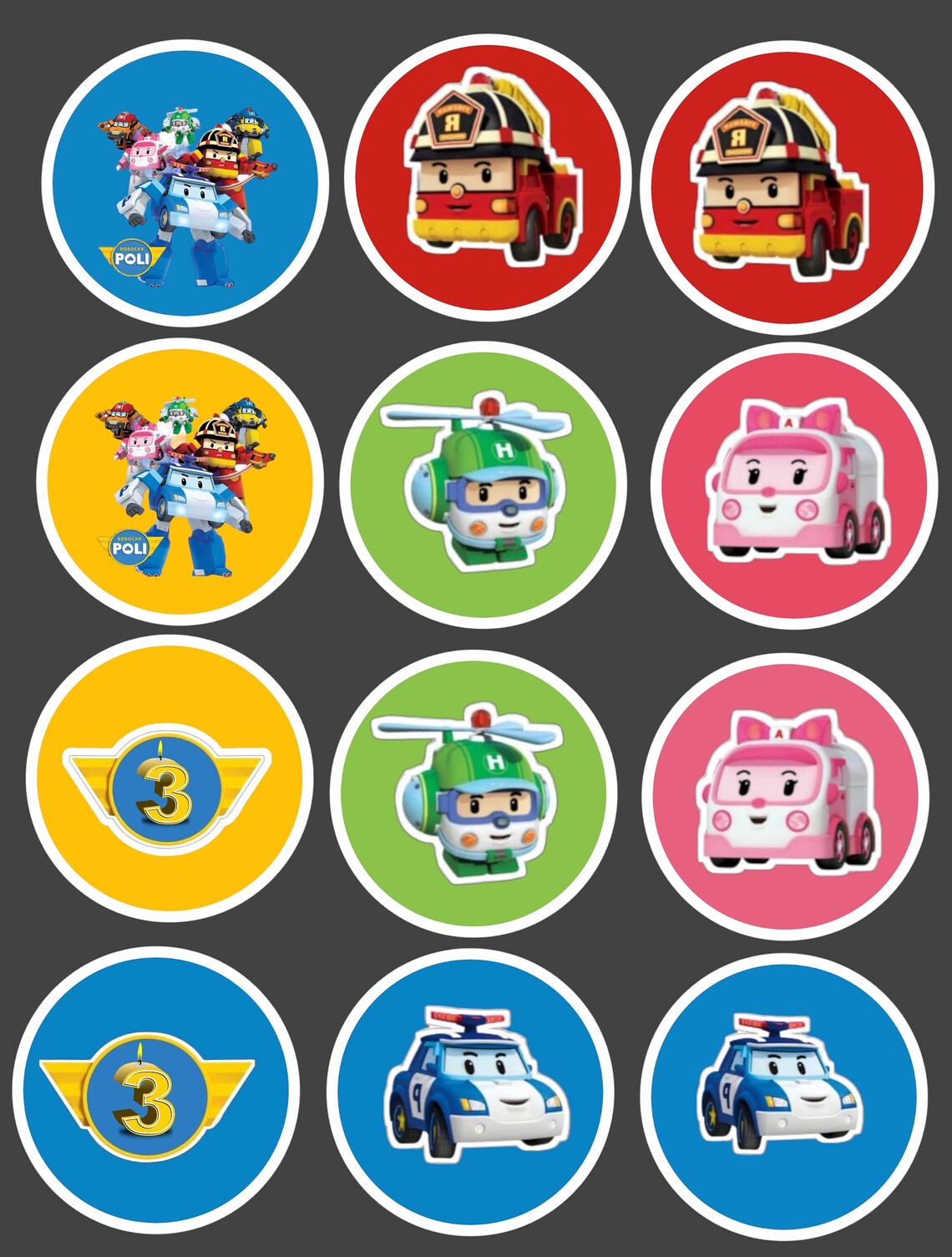 Custom Robocar Poli Cup Cake Topper Personalized Robocar Poli Wing and ...
