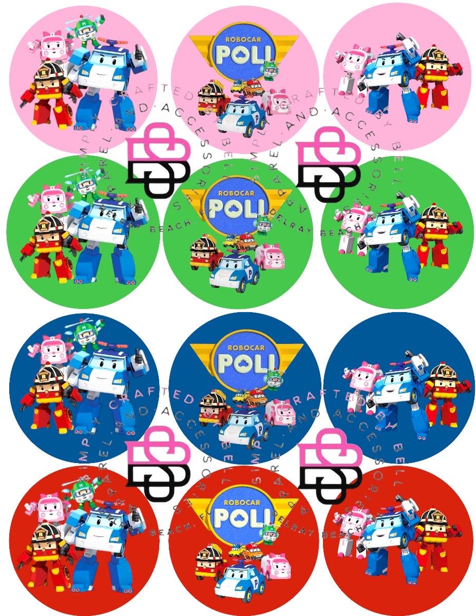 Robocar Poli Cupcake Topper, Robocar Poli Cookie Topper, Roboccar Poli ...