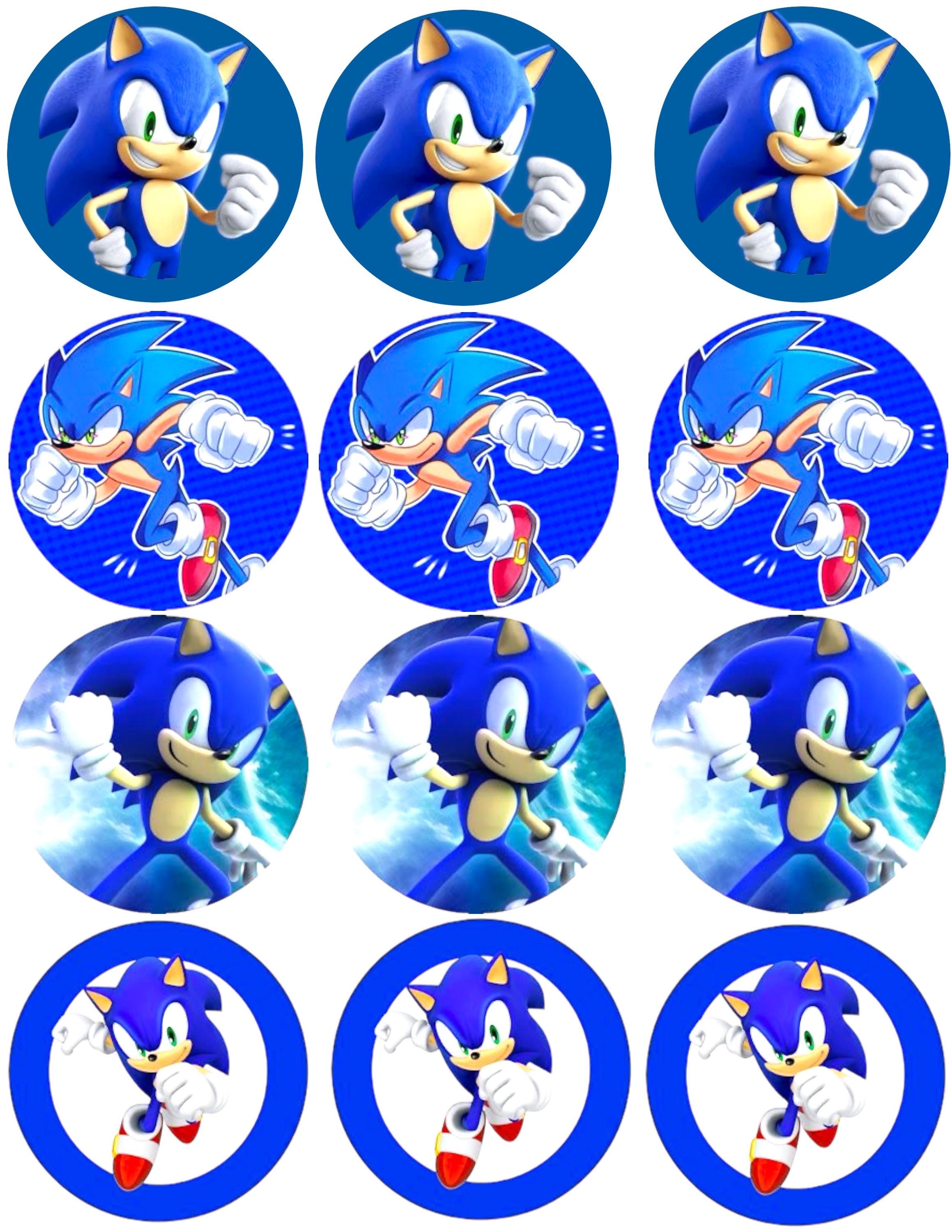 Sonic Cupcake Toppers, Sonic Cookie Toppers, Sonic Stickers SVG, Party ...