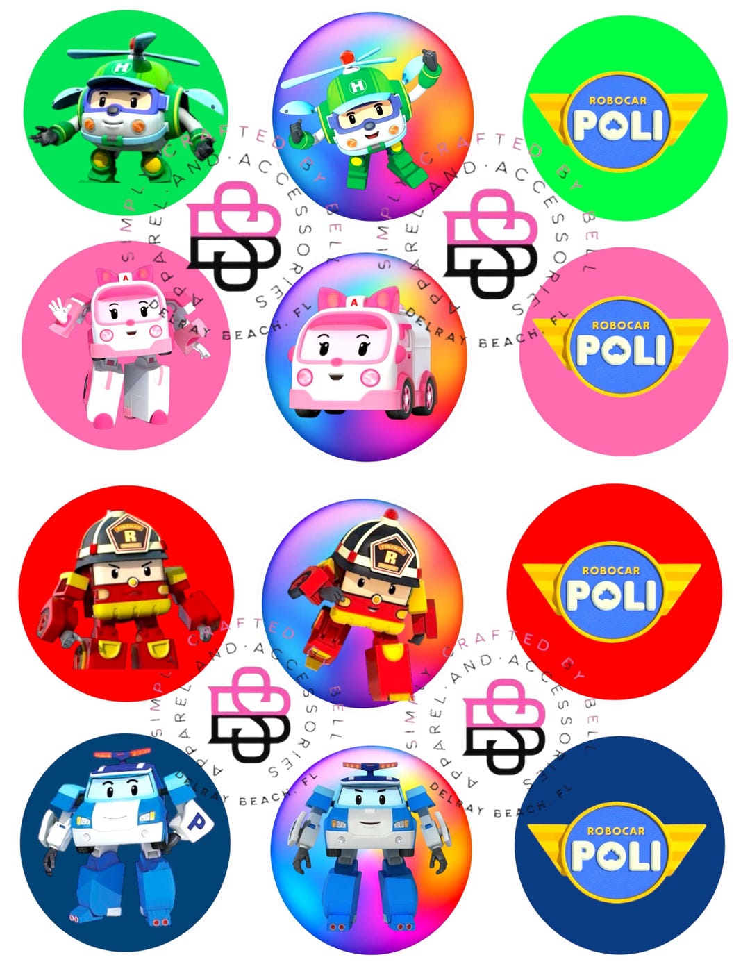 Robocar Poli Cupcake Toppers | Kids Robocar Poli Party Decorations ...