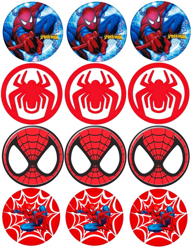 Superhero Cupcake Topper, Kids Spider Superhero Cookie Toppers, Spider ...