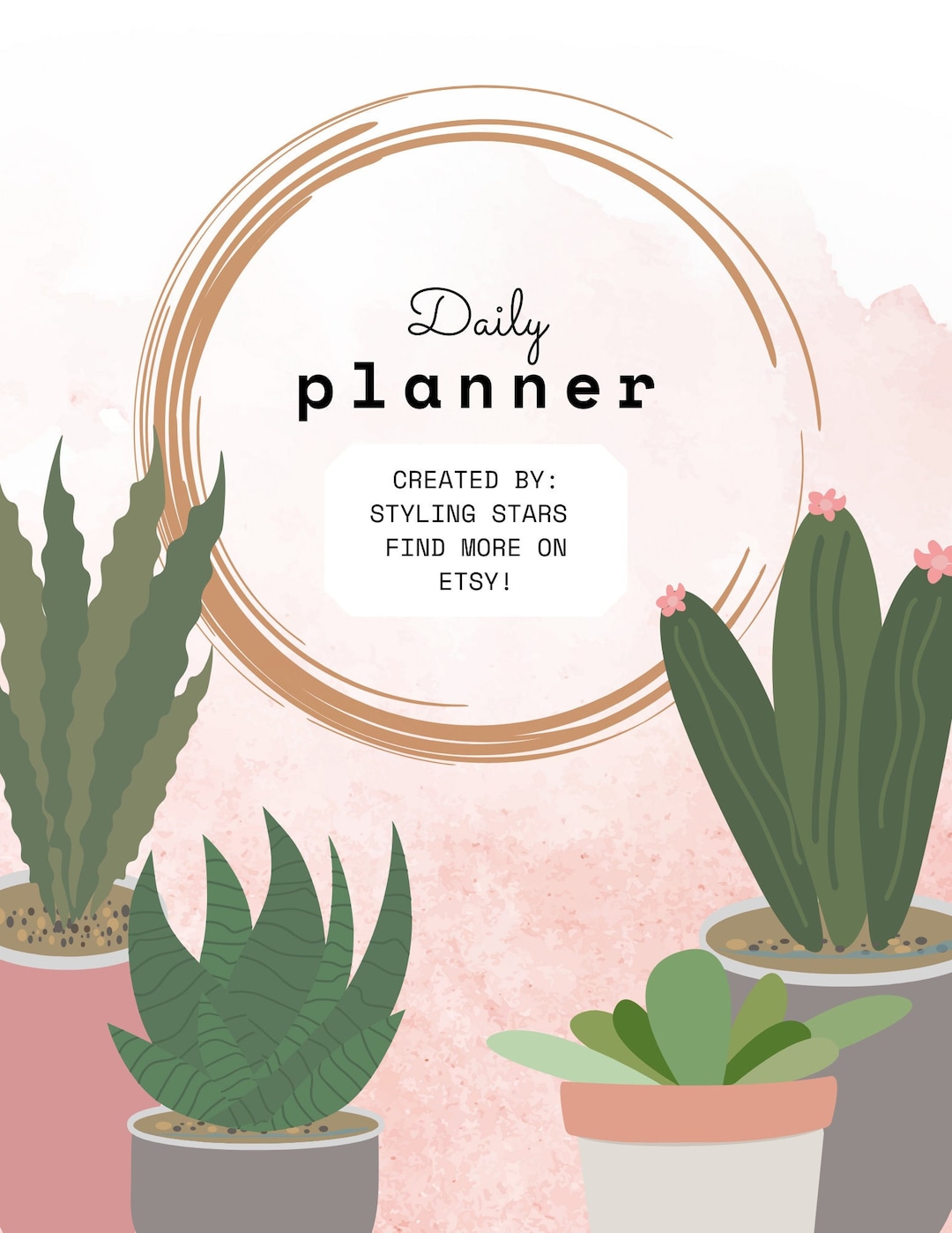 Digital and Printable Succulent Daily Planner - Etsy