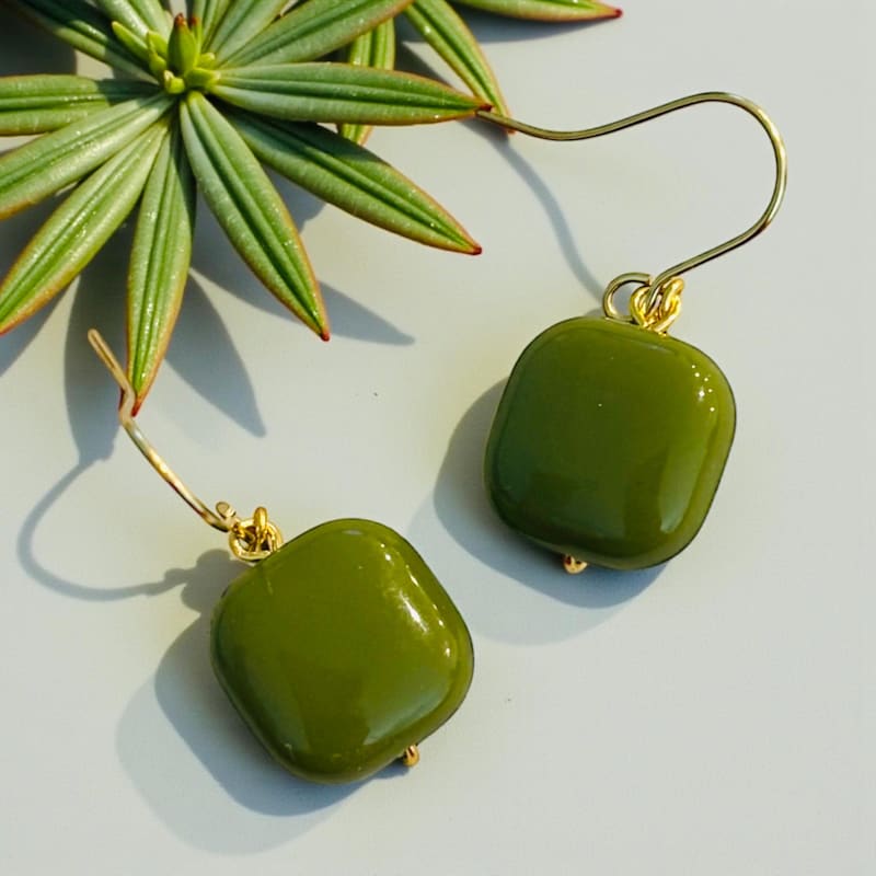 Abstract Olive Earrings - Etsy