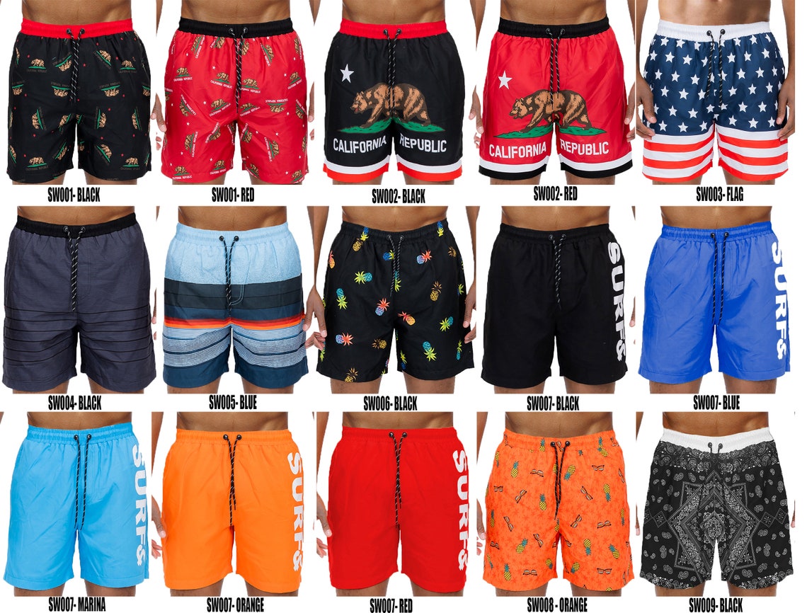 Mens Swim Trunks Fun Summer Pattern Trunks Men's Beachwear With Mesh ...
