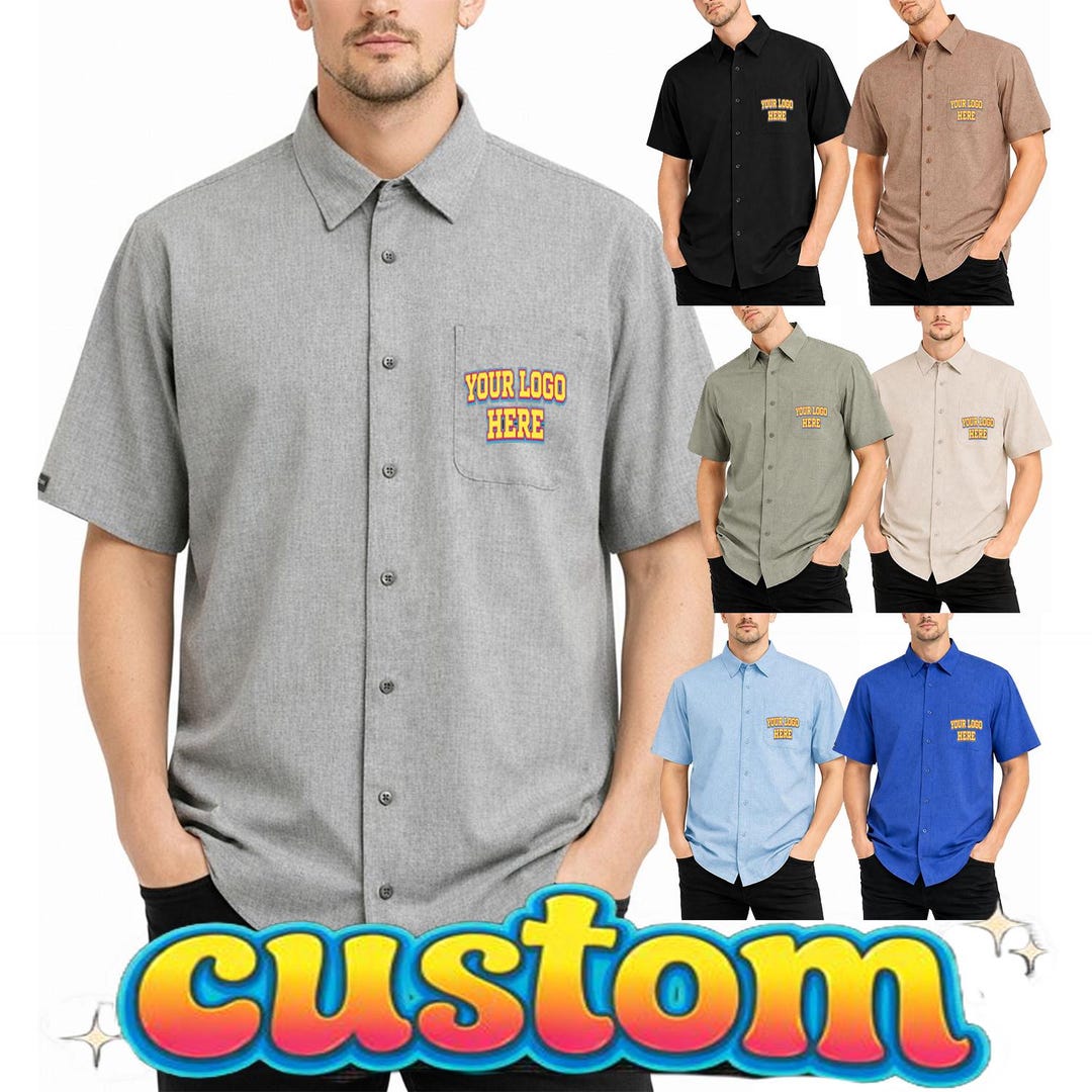 Men Custom DTF Print Button Down Shirt - Any Logo - Any Text - Etsy
