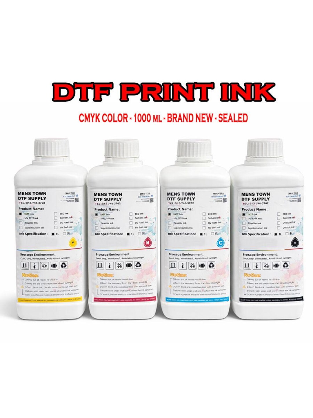 DTF Printer Ink CMYK White 1000 Ml Bottles 1000ml Bundles and ...