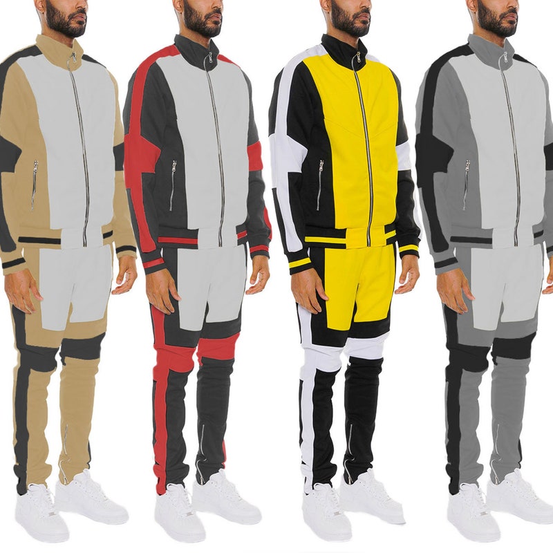 Mens Color Block Tracksuit - Etsy