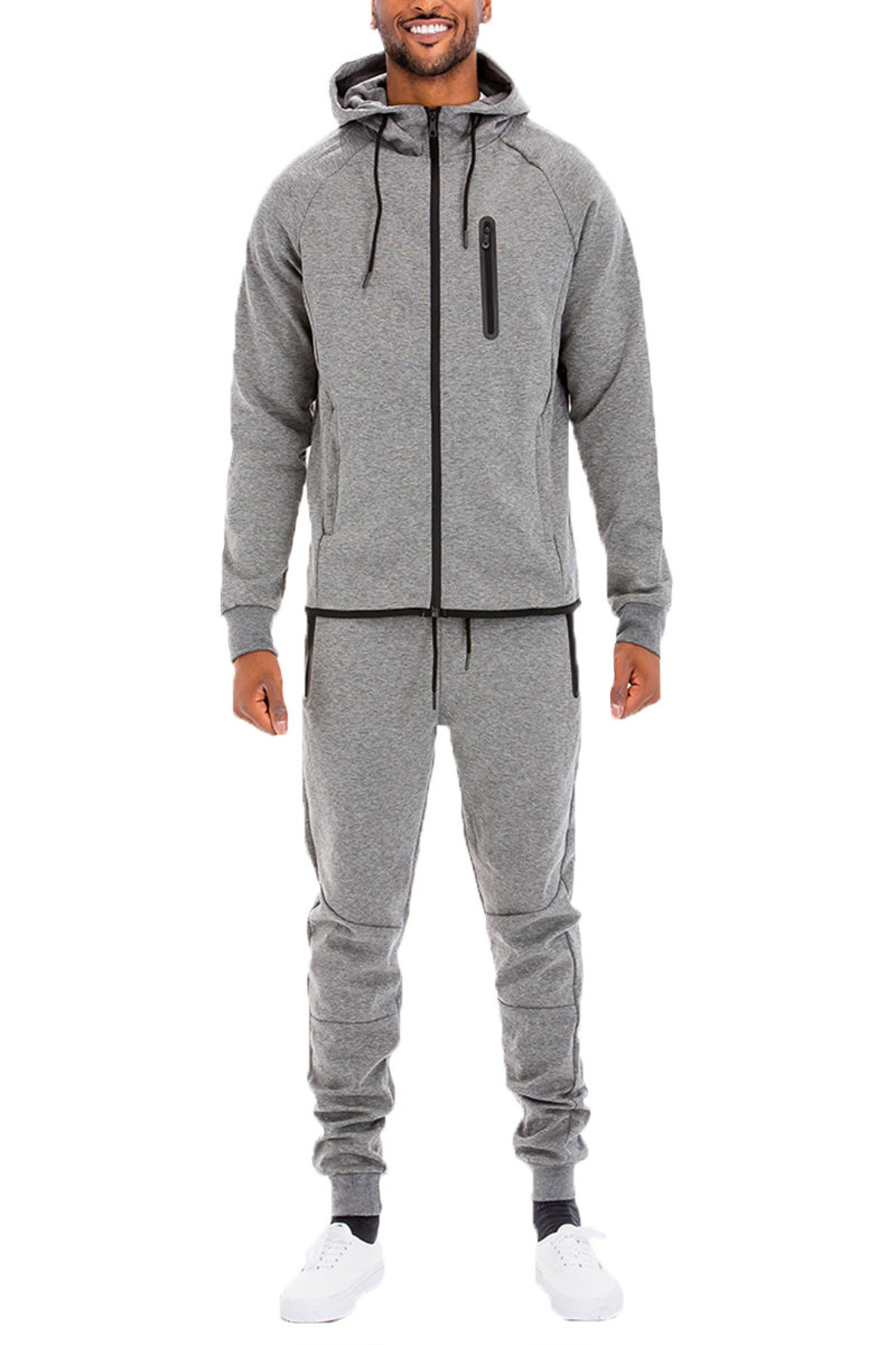 Unisex Dark Grey Charcoal Dynamic Tech Track Suit Zip up Jacket and ...