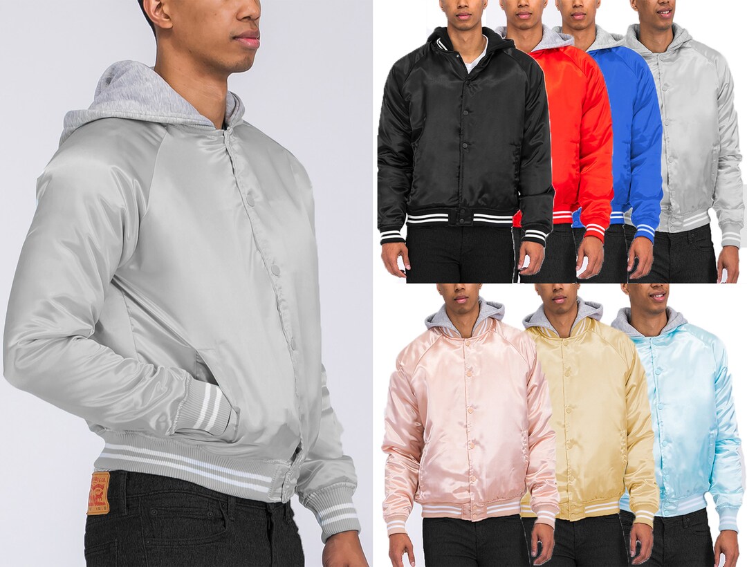 Unisex Mens Womens Hooded Satin Varsity Windbreaker Jacket - Etsy