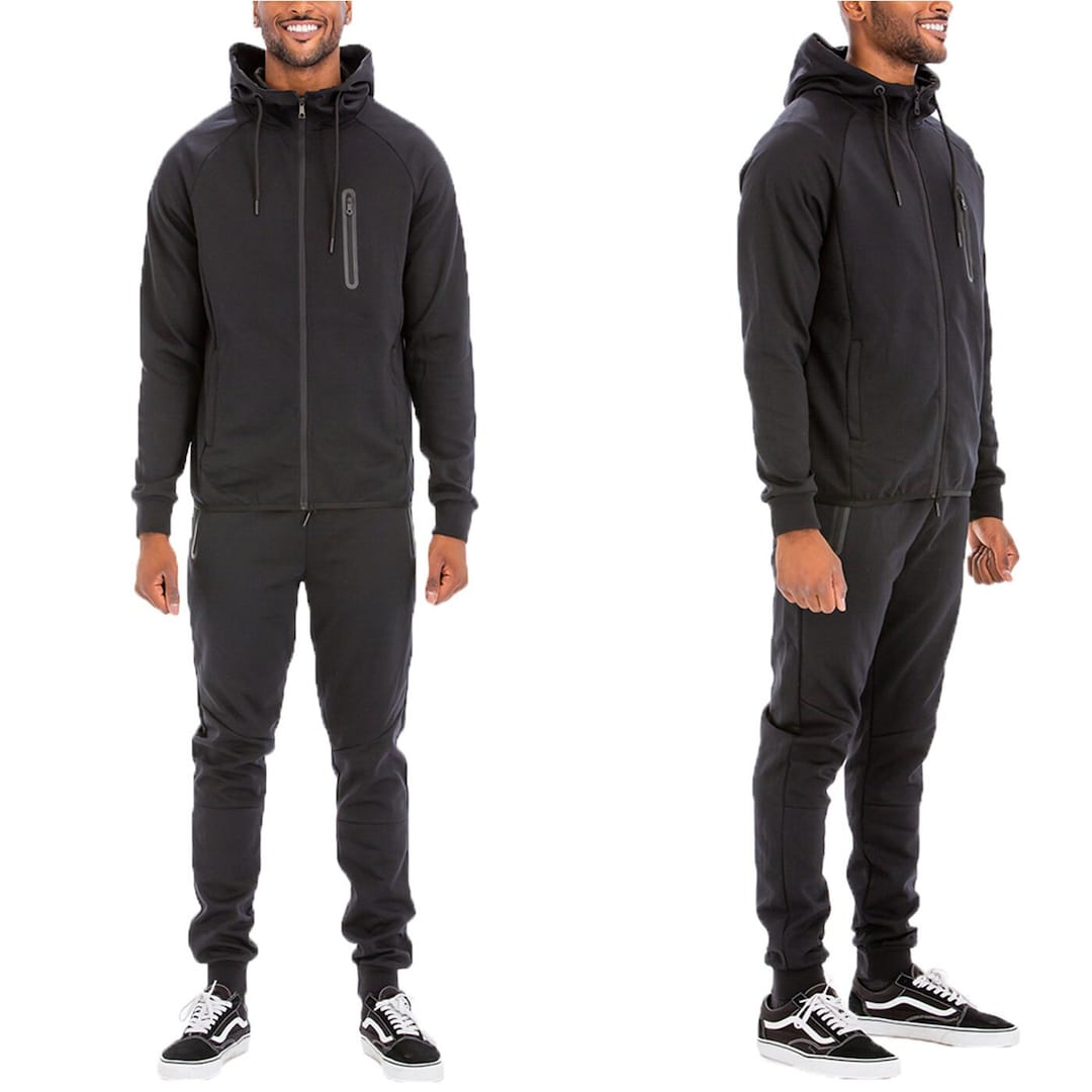 Unisex Black Dynamic Tech Track Suit Zip up Jacket and Jogger - Etsy