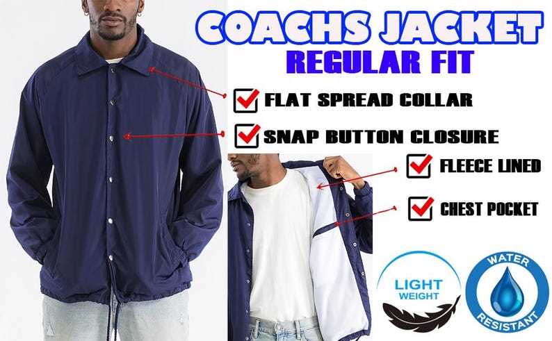 CUSTOM COACH JACKET, Lightweight Coach Jacket, Nylon Water Resistant ...